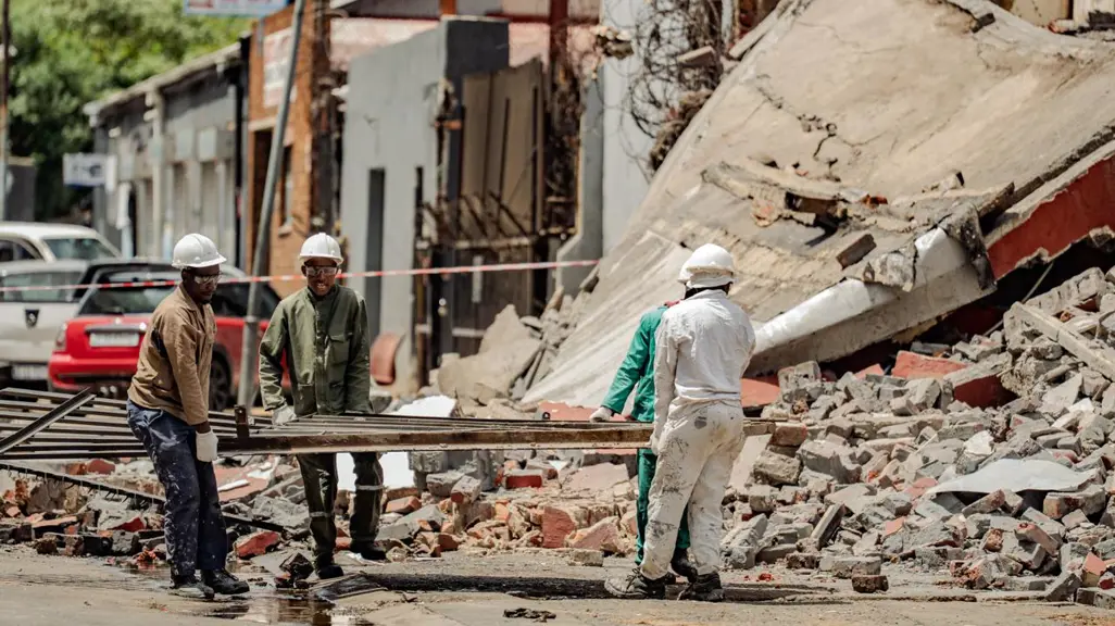 Four injured in Doornfontein wall collapse; emergency teams scour rubble