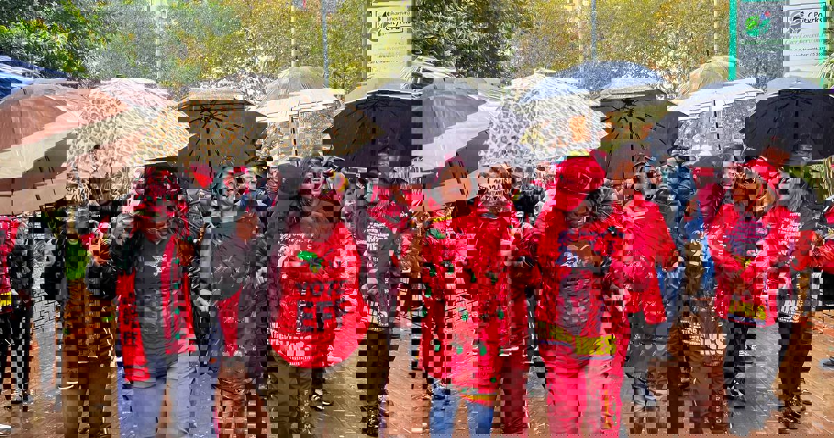 IN PICS: EFF members protest Joburg Water supply cuts in the rain