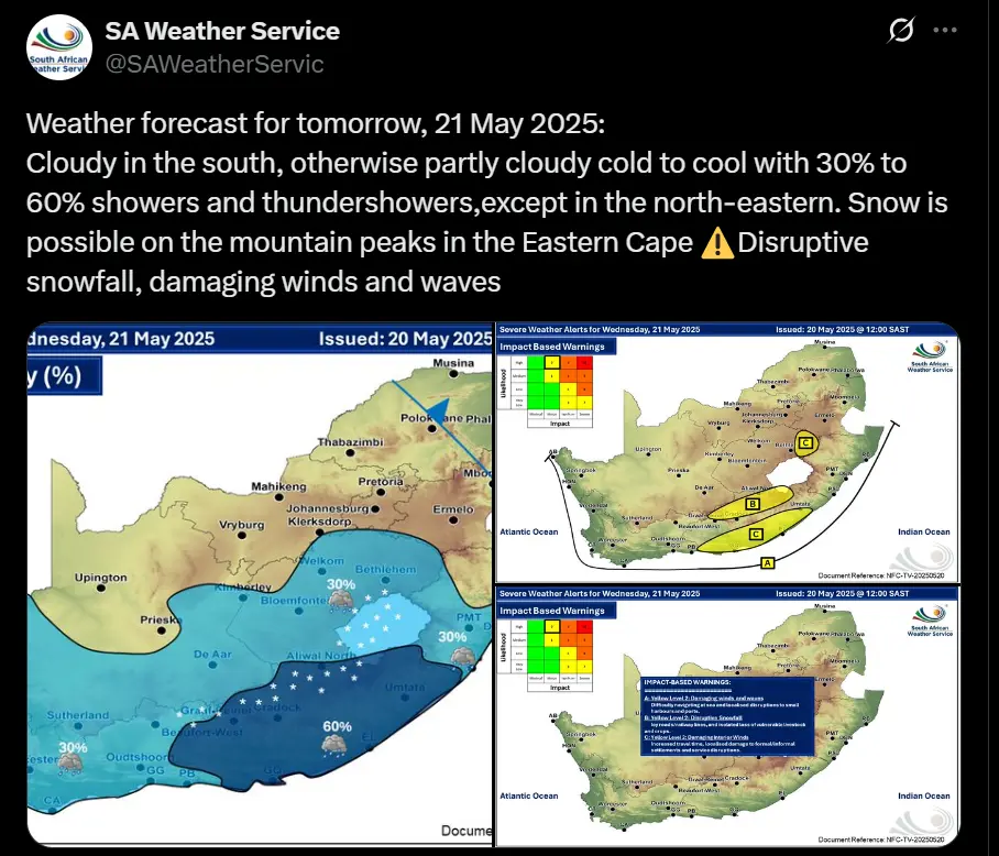 SA Weather Service warns of snow and extreme conditions in parts of ...