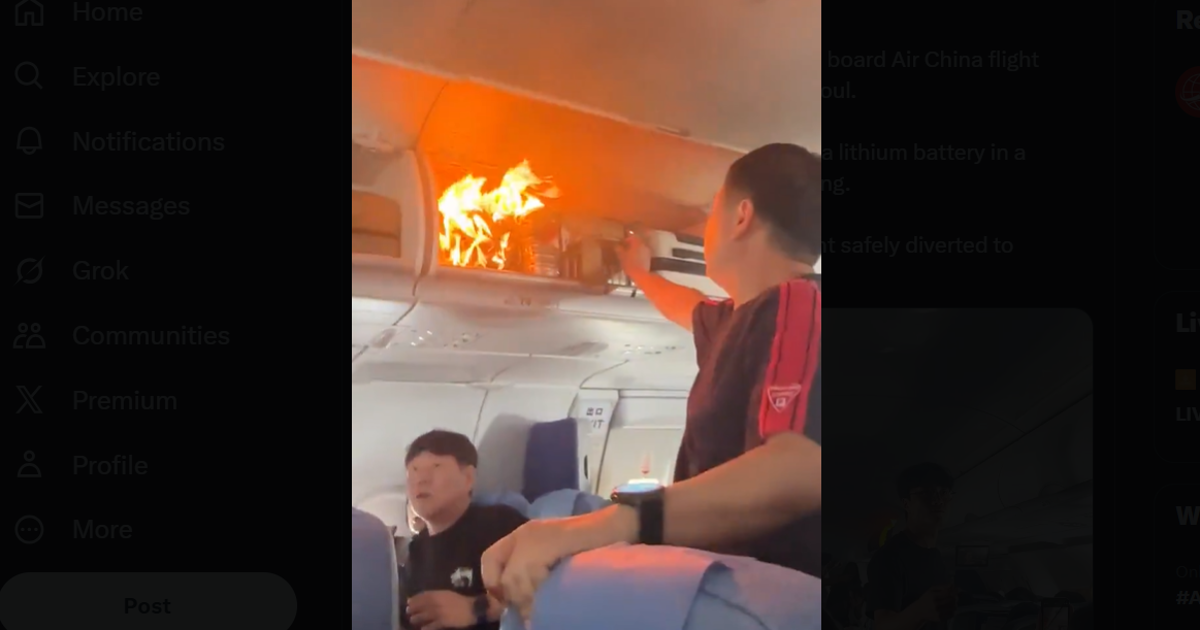 WATCH: Lithium battery catches fire on flight, forcing emergency landing